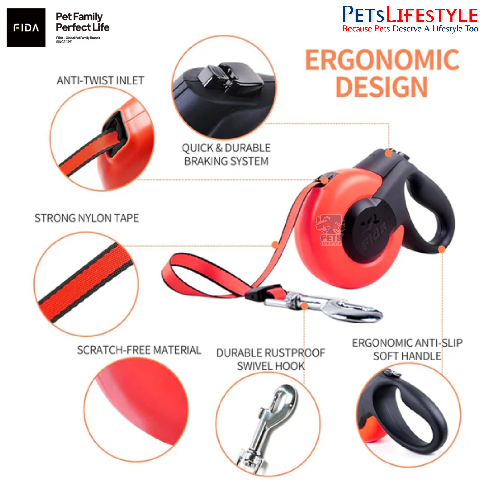 Buy FIDA Styleash Retractable Dog Leash Anti-Twist Heavy Duty at Best ...
